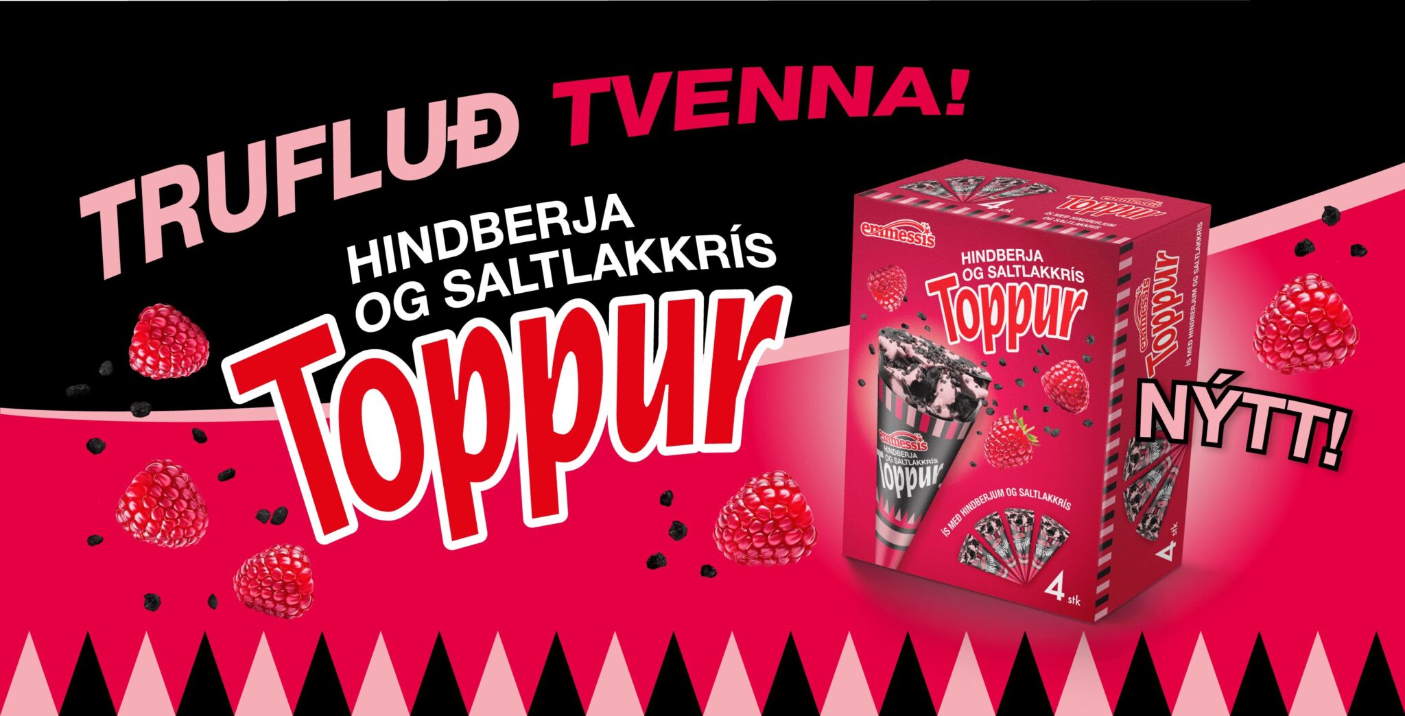 Trufluð tvenna! - Hindberja og Saltlakkrís Toppur | Emmessís